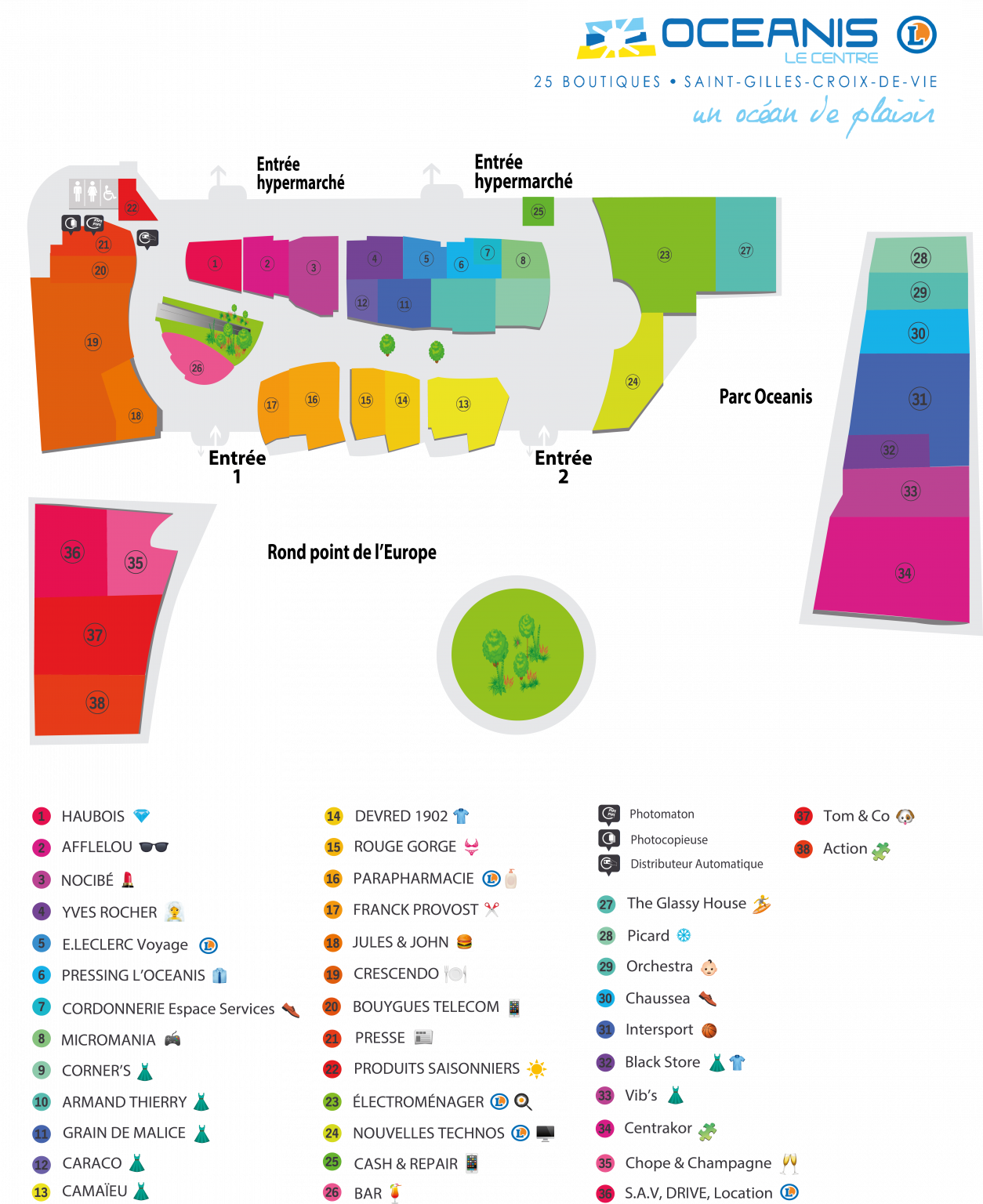 Plan de la galerie - Centre commercial Oceanis
